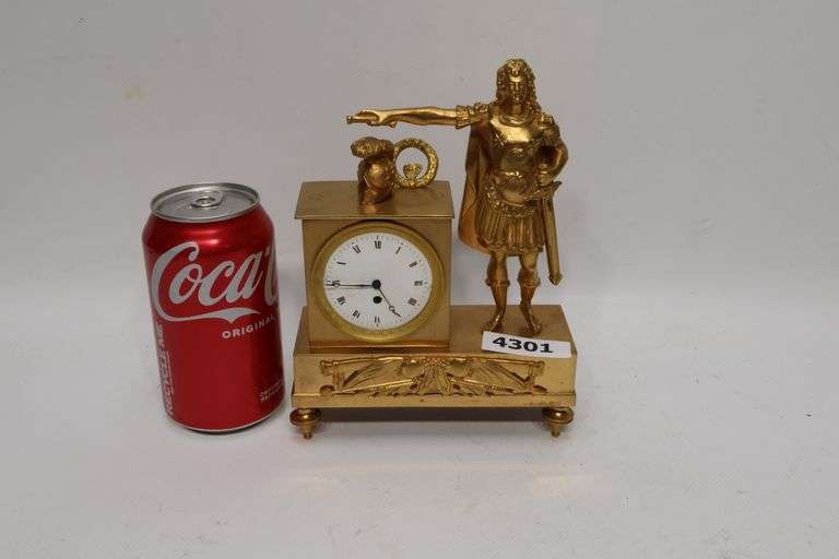 Antique French Gilt Bronze Warrior Clock - Dixon's Auction at Crumpton