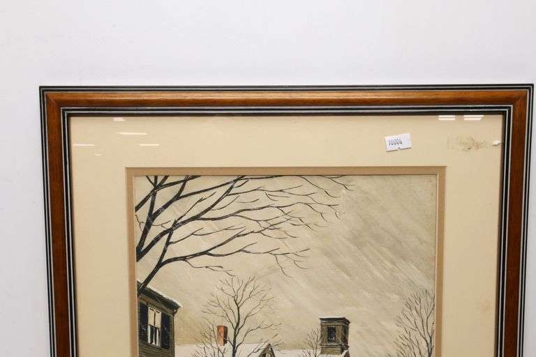 Raymond J. Holden Snowy Day Street Scene Oil Painting-Signed - Dixon's ...