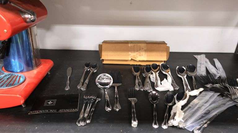 Lot International Stainless Flatware, Cafe Retro Espressione Machine ...