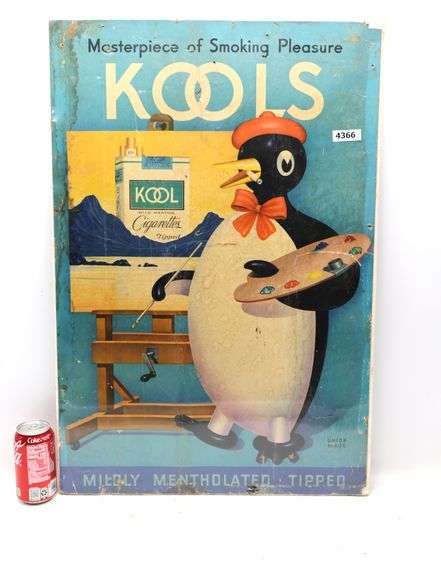 Vintage Kools Cigarettes Advertising Poster - Dixon's Auction at Crumpton