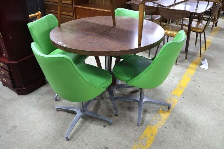 MCM Laminate and Vinyl Table and Chairs Set - Dixon's Auction at Crumpton