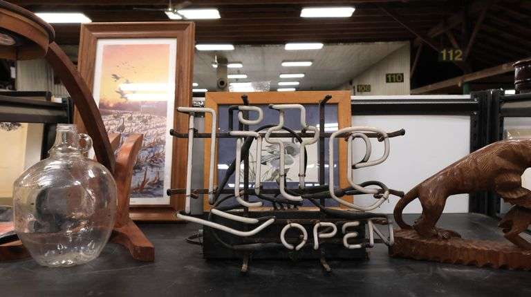 Lite Beer Neon Sign, MCM Wooden Desk Lamp, And Assorted Decor - Dixon's ...