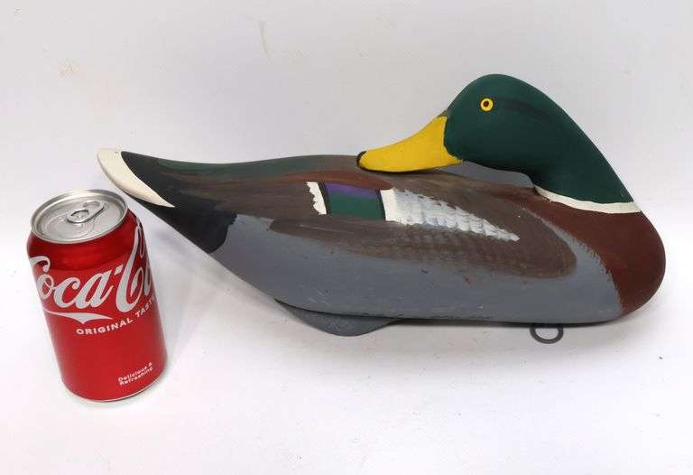 Capt. Harry Jobes 1981 Preening Mallard Duck Decoy - Dixon's Auction at ...
