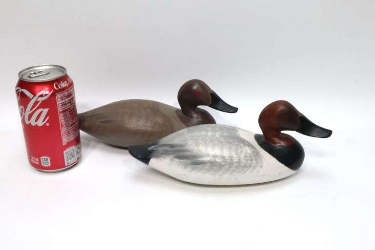 Pair Upper Bay One Third Size Canvasback Duck Decoys - Dixon's Auction ...