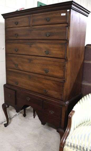 Colonial Revival Maple Highboy - Dixon's Auction at Crumpton