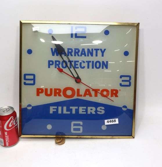 Vintage Purolator Filters Advertising Clock - Dixon's Auction at Crumpton
