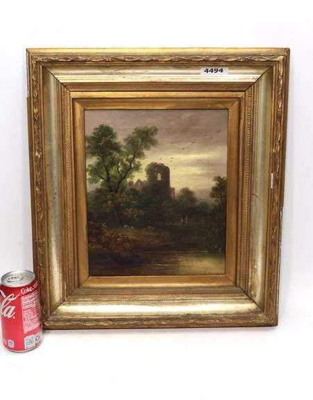 James Harrold Oil on Canvas Landscape Painting with Ruins, Old ...