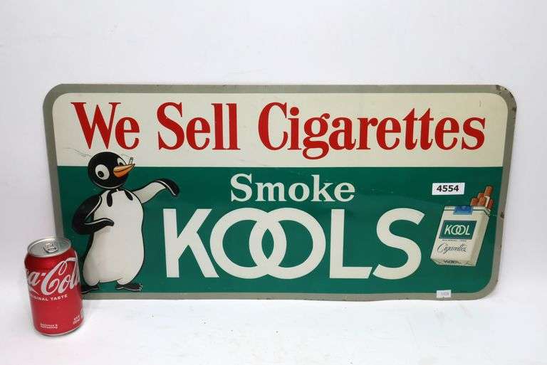 Vintage Kools Cigarettes Metal Advertising Sign - Dixon's Auction at ...