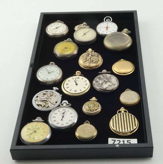 Tray Lot of Pocket Watches & Stop Watches - Dixon's Auction at Crumpton
