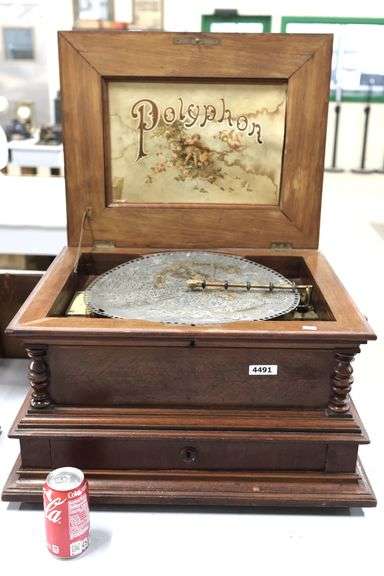 Antique Polyphon Mahogany Cased Disc Music Box - Dixon's Auction at ...