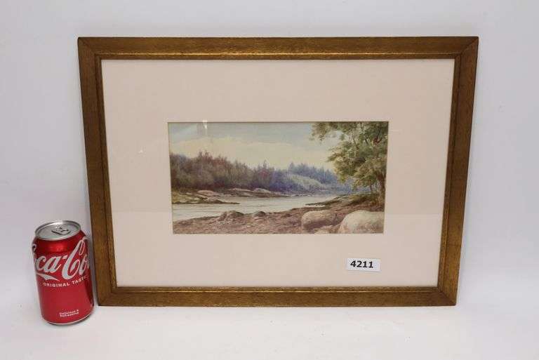 B. Whittaker Watercolor Landscape Painting - Dixon's Auction at Crumpton