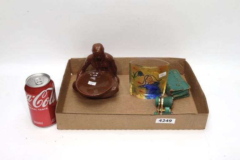 Art Glass Vase, Pottery Dish, Opera Glasses - Dixon's Auction at Crumpton