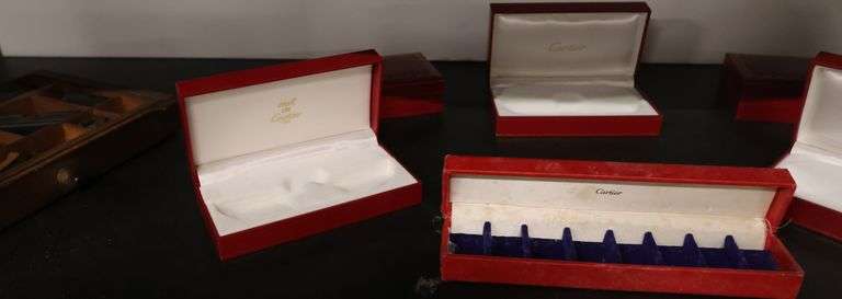 Lot of Vintage Cartier Jewelry Boxes, Wood Carved Printing Letter ...