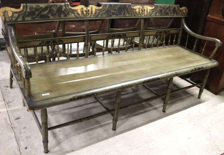 Pennsylvania Sheraton Paint-Decorated Half Spindle Settee - Dixon's ...