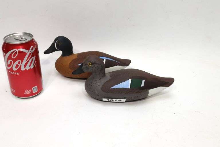 Pair Charles Jobes 1989 Third-Size Green Winged Teal Duck Decoys ...