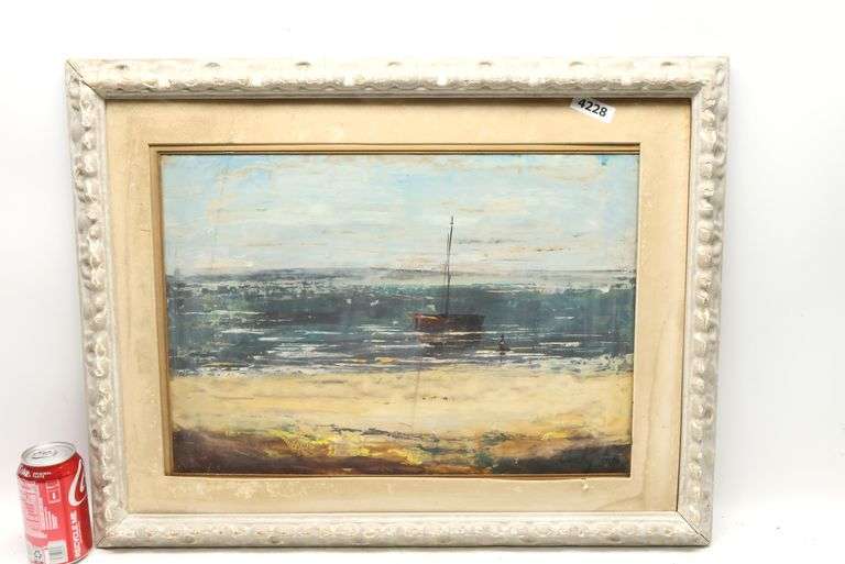 Shaul Ohaly Coastal Landscape Painting, As-Is - Dixon's Auction at Crumpton