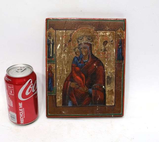 Antique Russian Orthodox Painted Parcel Gilt Icon - Dixon's Auction at ...