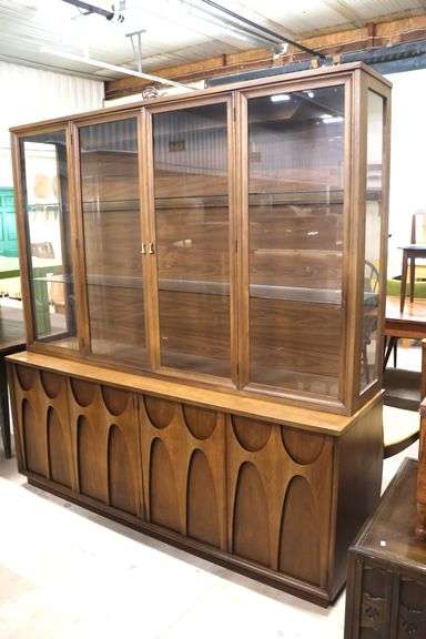 MCM Walnut Two Piece Breakfront - Dixon's Auction at Crumpton