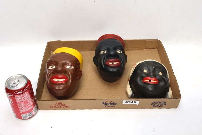 (3) Jim Crow Era Plaster String Holders - Dixon's Auction at Crumpton