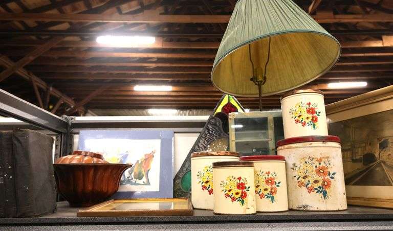 Vintage Kitchen Canister Set, Old Automotive Books, Prints & Watercolor ...