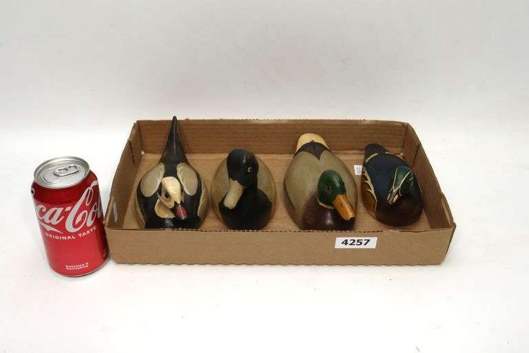 (4) John Mullican Miniature Carved and Painted Duck Decoys - Dixon's ...