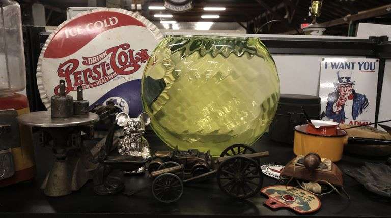 Vintage Gumball Machine, Pepsi Sign, Old Scale, Glass Vase, Cast Iron ...