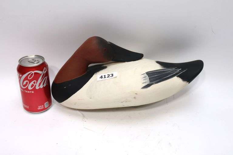 Jim Pierce Preening Canvasback Duck Decoy - Dixon's Auction at Crumpton