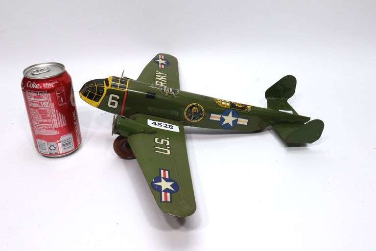 Vintage Marx Tin Lithograph US Army Plane Toy - Dixon's Auction at Crumpton