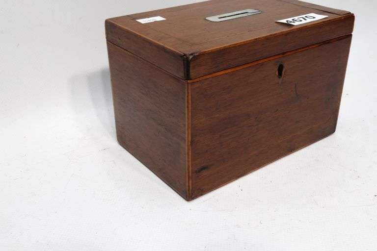Antique English Mahogany Coin Collection Box with Mop Inlay - Dixon's ...