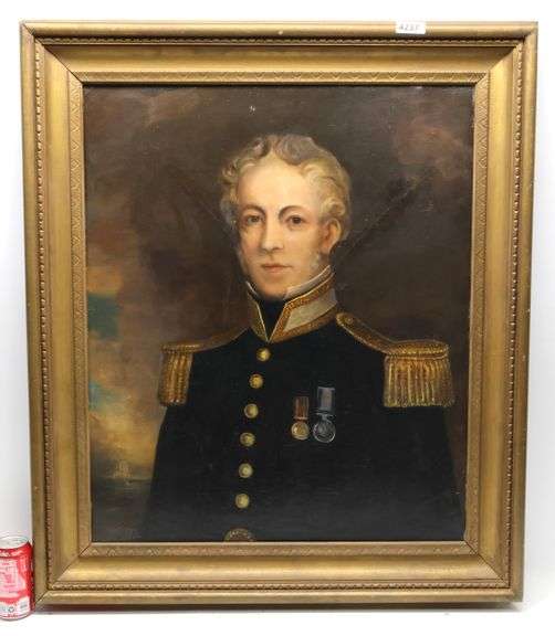 Antique Oil on Canvas Portrait Painting of a Military Officer, Old ...