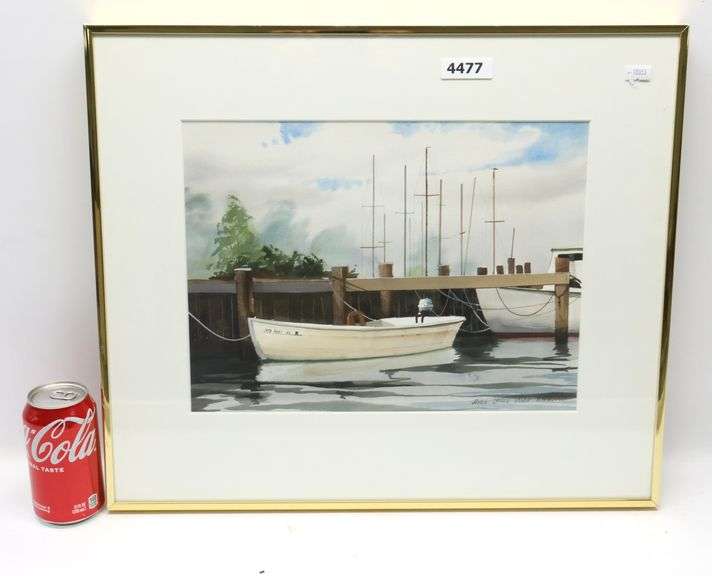 James Drake Iams Watercolor Harbor Scene - Dixon's Auction at Crumpton