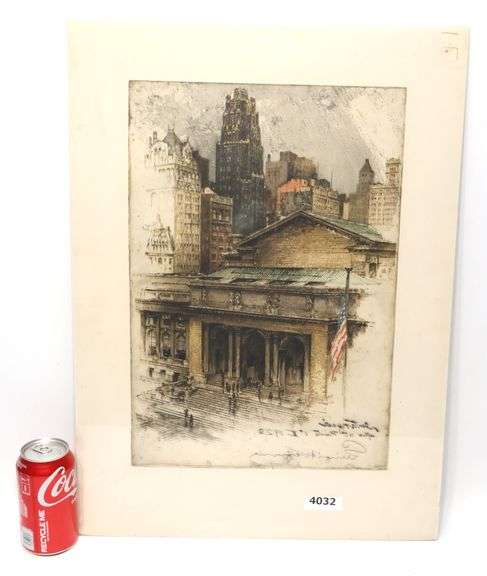 Luigi Kasimir New York Public Library Etching - Dixon's Auction at Crumpton