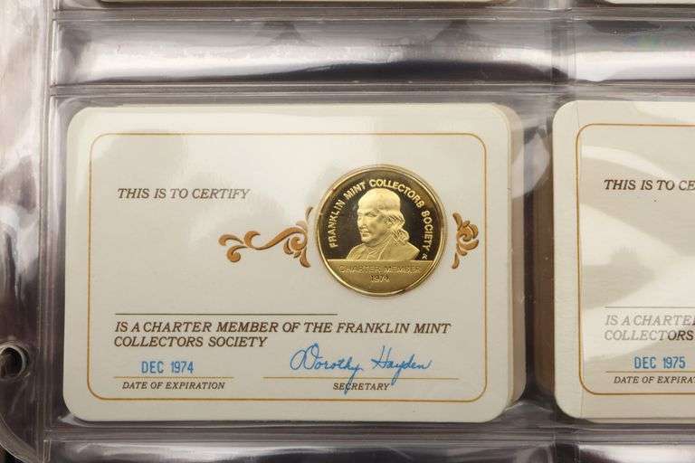 Sterling Silver Franklin Mint Collectors Society Membership Coins, 10 ...