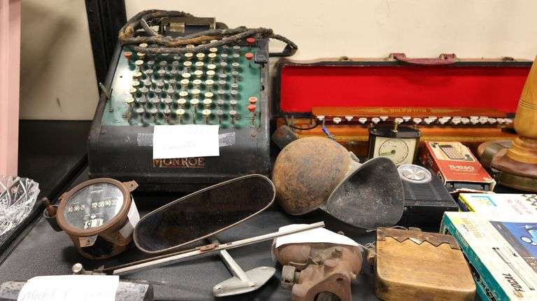 Lot Time Clock, Candlesticks, Adding Machines, Clock, Horn Etc. - Dixon ...