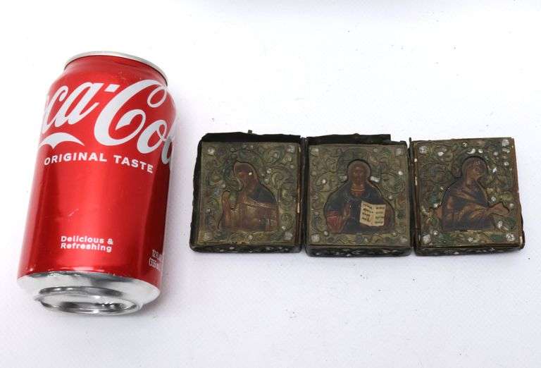Antique Russian Orthodox Triptych Icon - Dixon's Auction at Crumpton