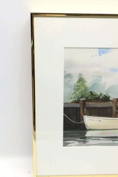 James Drake Iams Watercolor Harbor Scene - Dixon's Auction at Crumpton
