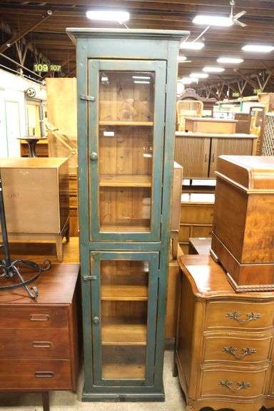 Modern Blue Painted Farmhouse Pine Chimney Display Cupboard - Dixon's ...