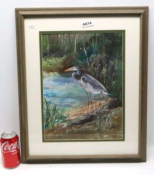 Lucille Chapman Miller "A Great Hunter" Heron Watercolor - Dixon's ...