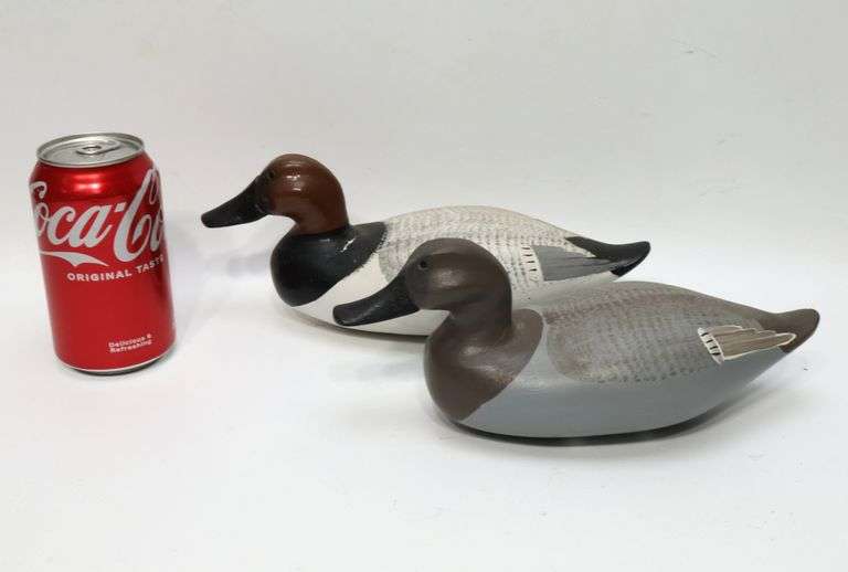 Pair Half Size Canvasback Duck Decoys Signed and Dated Di Giovanni 1986 ...