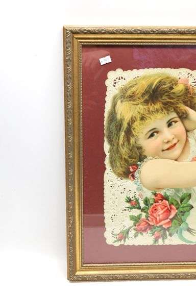 Victorian Die Cut Chromolithograph of Girl with Roses - Dixon's Auction ...