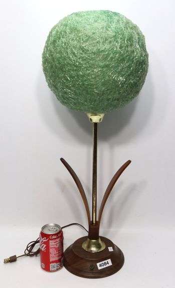 MCM Lucite Spaghetti Shade & Walnut Flower Table Lamp - Dixon's Auction ...