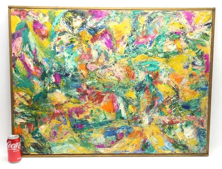 MCM Abstract Expressionist Oil Painting - Dixon's Auction at Crumpton