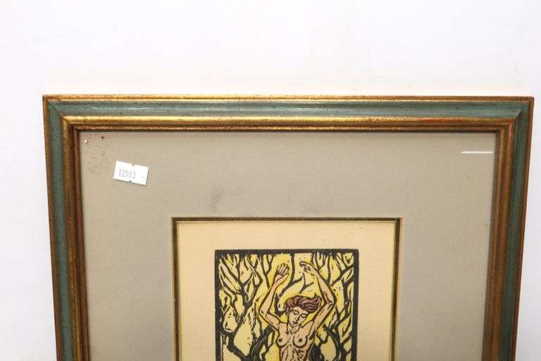 Pencil Signed Woodblock Print - Dixon's Auction at Crumpton