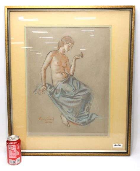 John Ferris Connah Pastel Portrait of Nude - Dixon's Auction at Crumpton