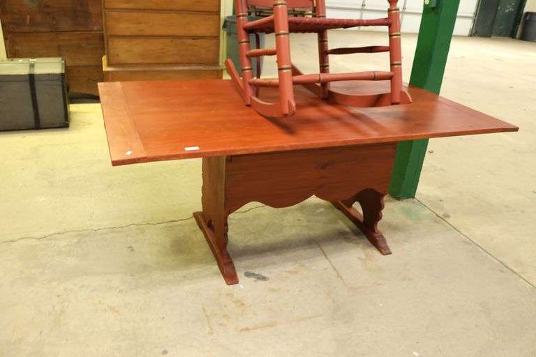 Quality Benchmade Red-Washed Pine Farmhouse Hutch Table - Dixon's ...