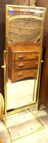 MCM Brass Cheval Mirror - Dixon's Auction at Crumpton