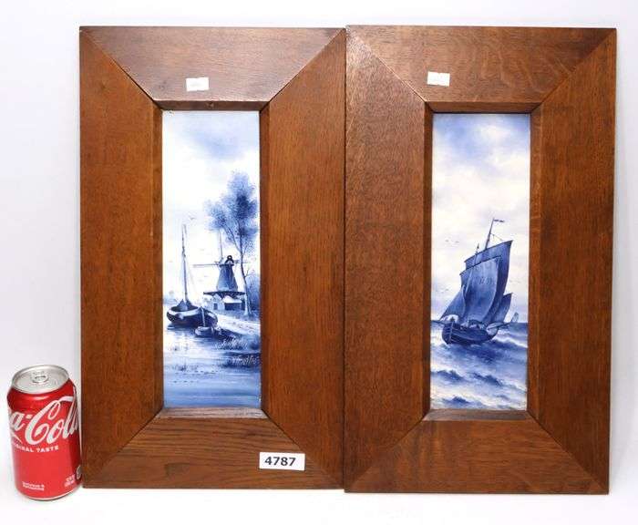 Pair Antique Delft Porcelain Plaques in Oak Frames - Dixon's Auction at ...