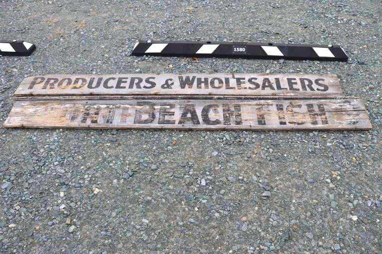 *NO STORAGE* 2 Antique Painted Wood Fish Market Signs - Dixon's Auction ...