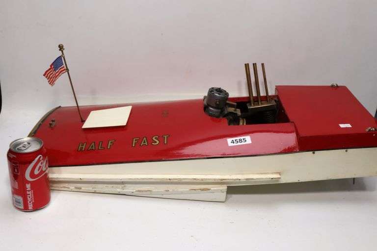 Vintage Half Fast Motorized Speed Boat Toy - Dixon's Auction at Crumpton