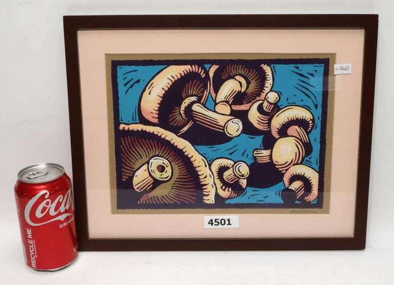 Pat Morrison "Mushrooms" Linocut Print - Dixon's Auction at Crumpton